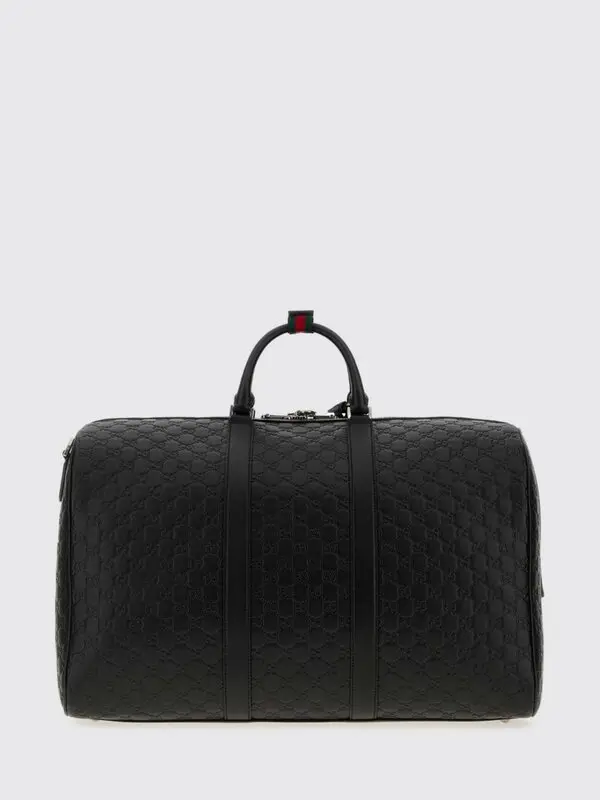 Gucci Gg Emblem Travel Bag In Leather With Embossed Gg Monogram