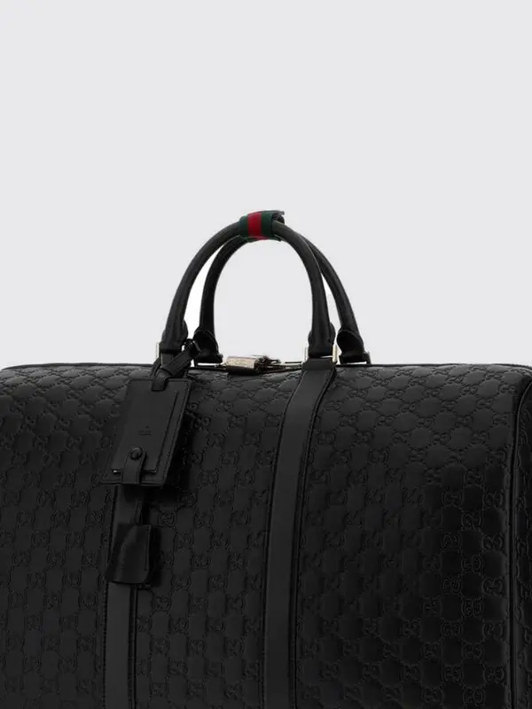 Gucci Gg Emblem Travel Bag In Leather With Embossed Gg Monogram