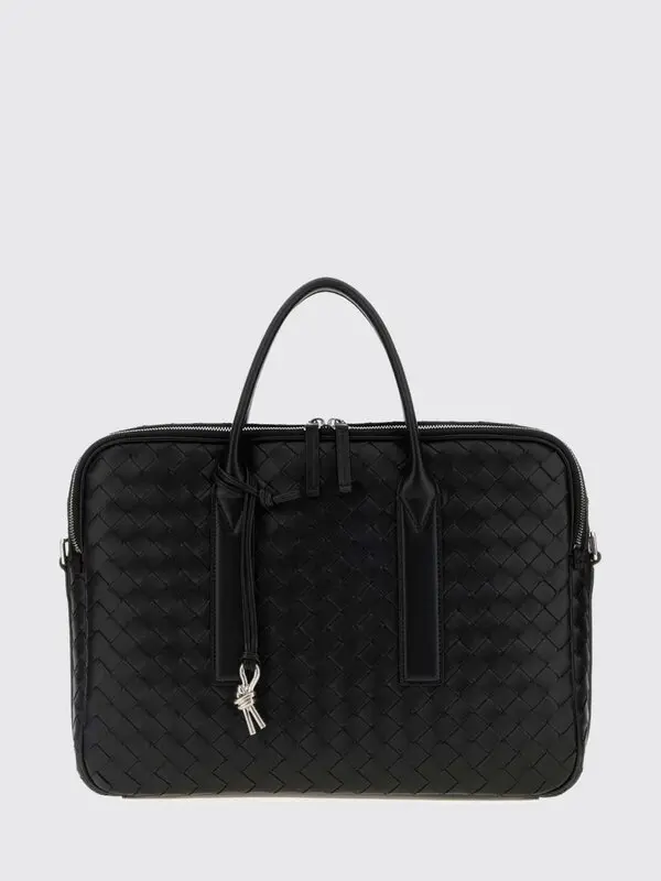 Bottega Veneta Getaway Intrecciato Calfskin Briefcase With Knot Charm Detail - Black