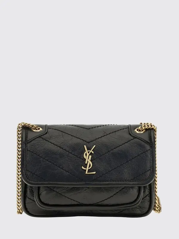 Saint Laurent Niki Mini Bag In Quilted Calf Leather With Monogram - Black