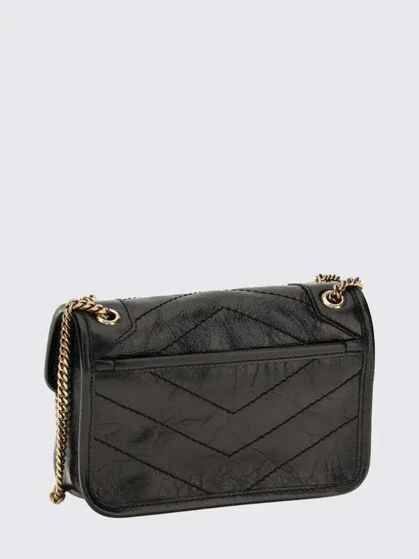 Saint Laurent Niki Mini Bag In Quilted Calf Leather With Monogram - Black