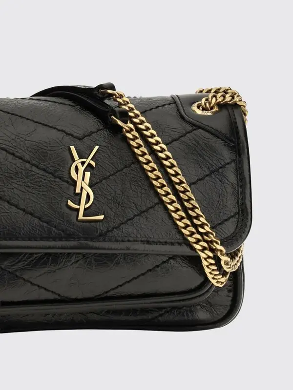 Saint Laurent Niki Mini Bag In Quilted Calf Leather With Monogram - Black