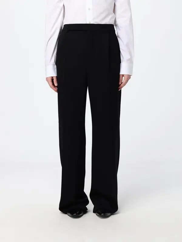 Saint Laurent Wide-leg Wool Tailored Trousers With A Mid-rise Waist - Black