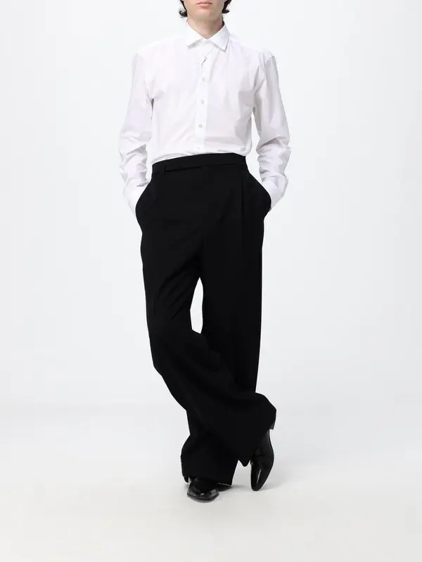 Saint Laurent Wide-leg Wool Tailored Trousers With A Mid-rise Waist - Black