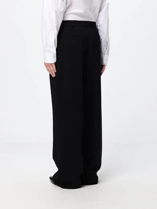 Saint Laurent Wide-leg Wool Tailored Trousers With A Mid-rise Waist - Black