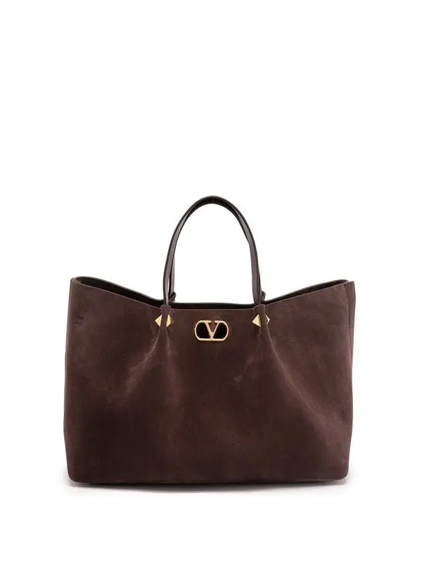 Valentino Garavani Large Shopping Bag In Soft Suede - Multicolor