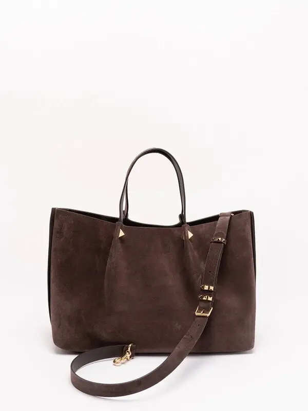 Valentino Garavani Large Shopping Bag In Soft Suede - Multicolor
