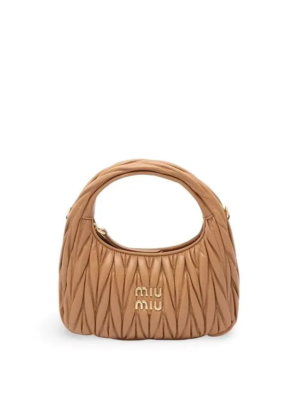 Miu Miu Wander` Matelassé Leather Hobo Bag