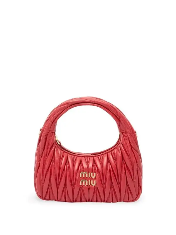 Miu Miu Wander` Matelassé Leather Hobo Bag