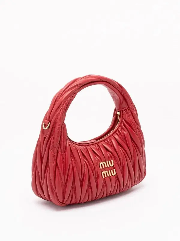 Miu Miu Wander` Matelassé Leather Hobo Bag