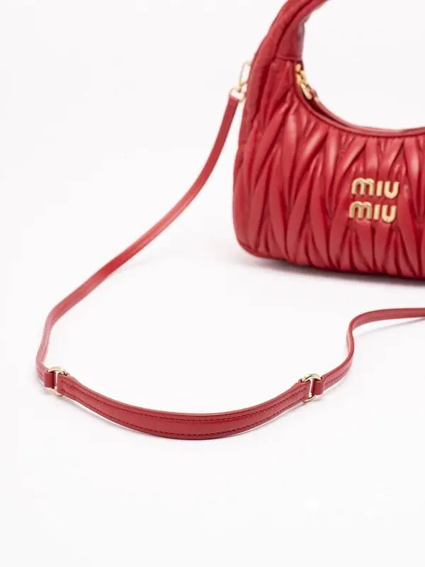 Miu Miu Wander` Matelassé Leather Hobo Bag
