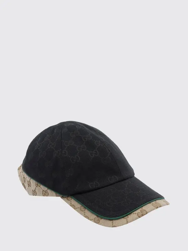 Gucci Gg Supreme Fabric Baseball Cap With Adjustable Strap - Black