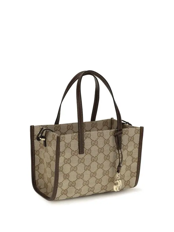 Gucci Small Shoping Bag With Gg Charm - Cream