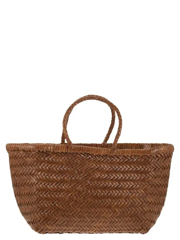 Dragon Diffusion Triple Jump Small Woven Leather Bag - Brown