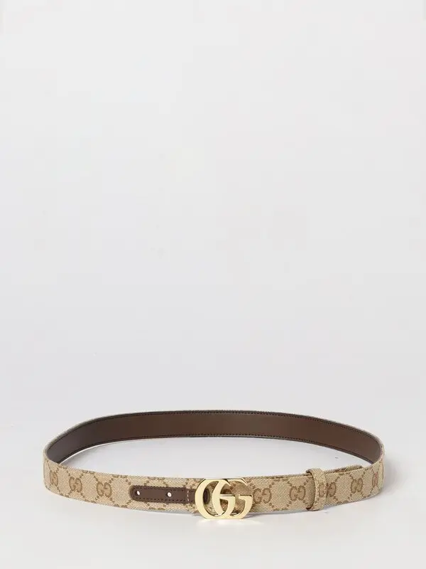 Gucci Gg Marmont Leather Belt With Double G Buckle - Cream