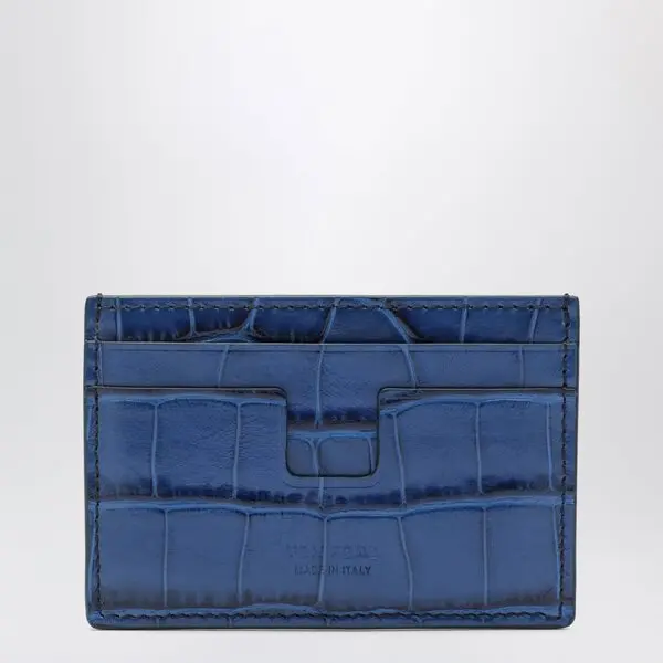 TOM FORD Card Holder In Glossy Crocodile-effect Leather