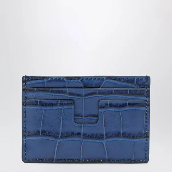 TOM FORD Card Holder In Glossy Crocodile-effect Leather