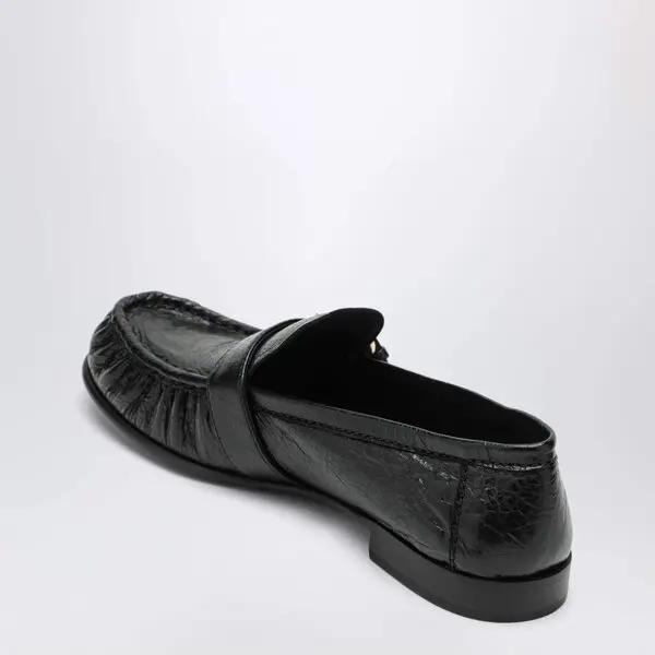 Miu Miu Leather Loafers With Crinkled Vintage-effect Finish - Black