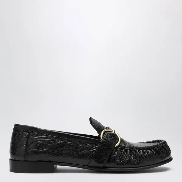Miu Miu Leather Loafers With Crinkled Vintage-effect Finish - Black