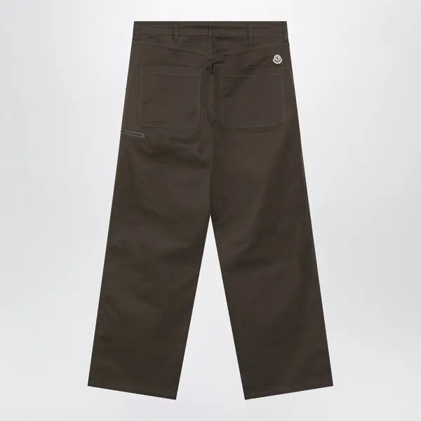 Moncler Khaki Technical Cotton Trousers - Green