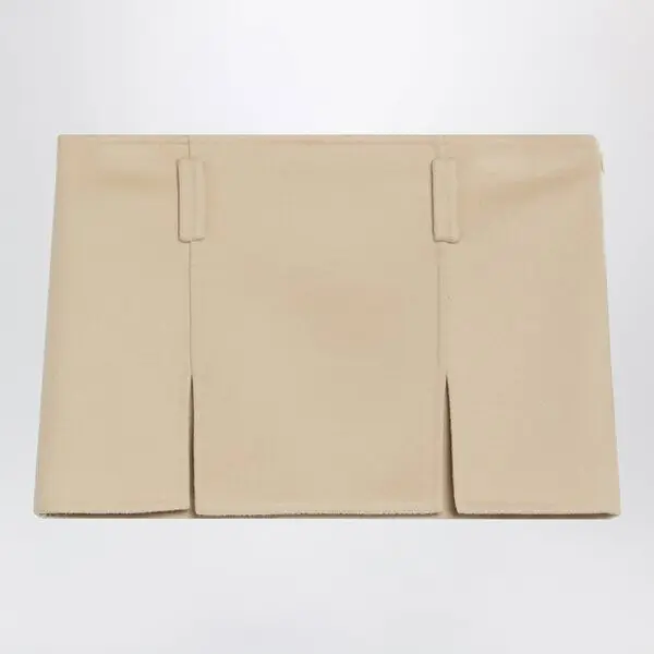 Miu Miu Soy-colored Mini Skirt In Wool And Cashmere - Cream