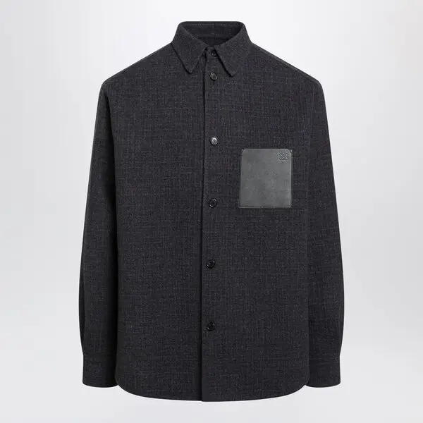 Loewe Dark Navy Shirt Jacket With Anagram Pocket - Blue