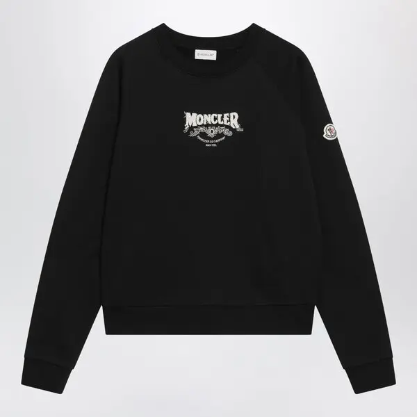 Moncler Sweatshirt With Logo Embroidery - Black
