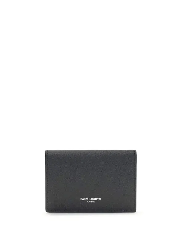 Saint Laurent Grain De Poudre Leather Business Card Holder - Black