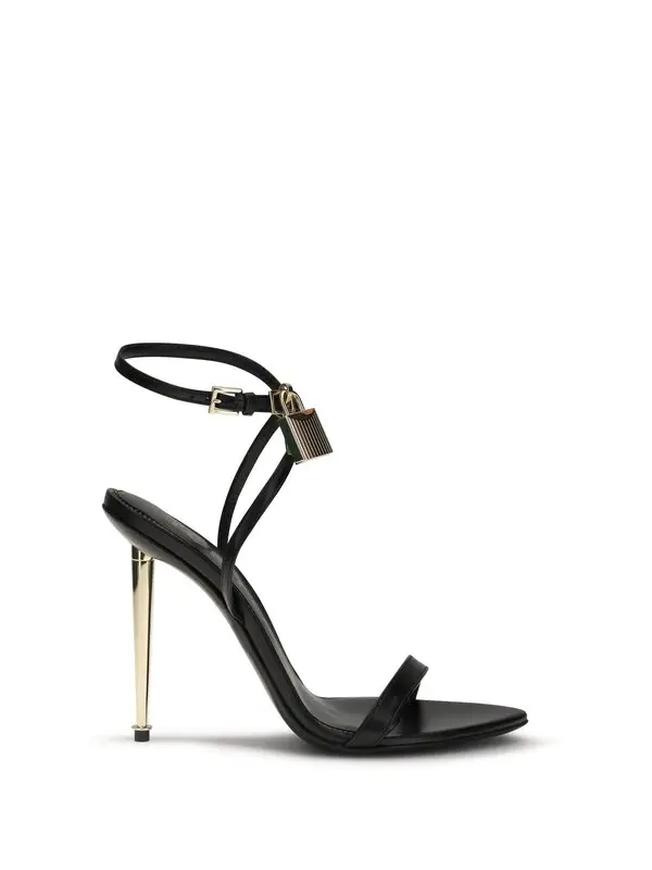 TOM FORD Padlock Pointy Naked Heeled Sandals - Black