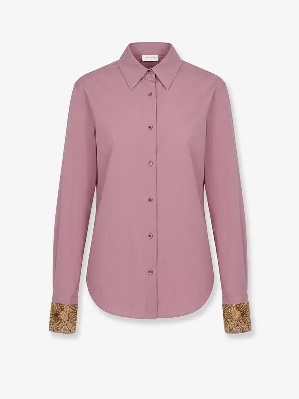 Dries Van Noten Chloris Cotton Shirt With Embroiders Cuffs - Multicolor