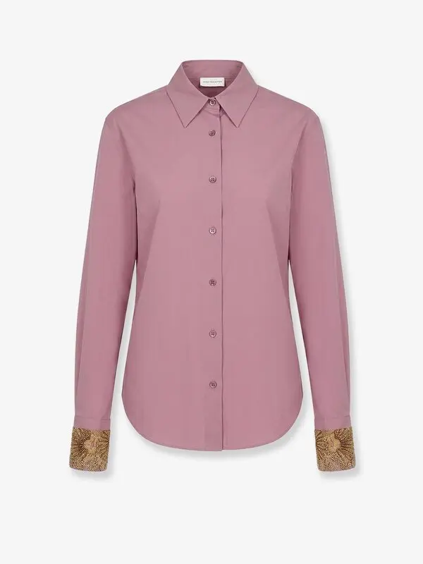 Dries Van Noten Chloris Cotton Shirt With Embroiders Cuffs - Multicolor