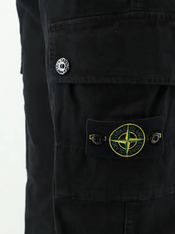 Stone Island Cargo Stretch Organic Cotton Trousers - Black