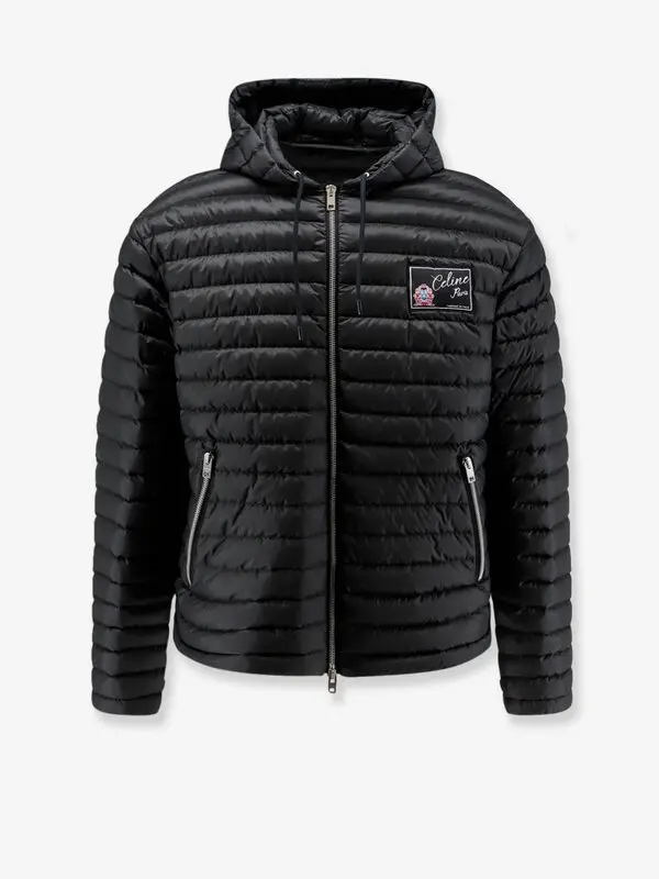 Celine Hooded Quilted Down Jacket - Black