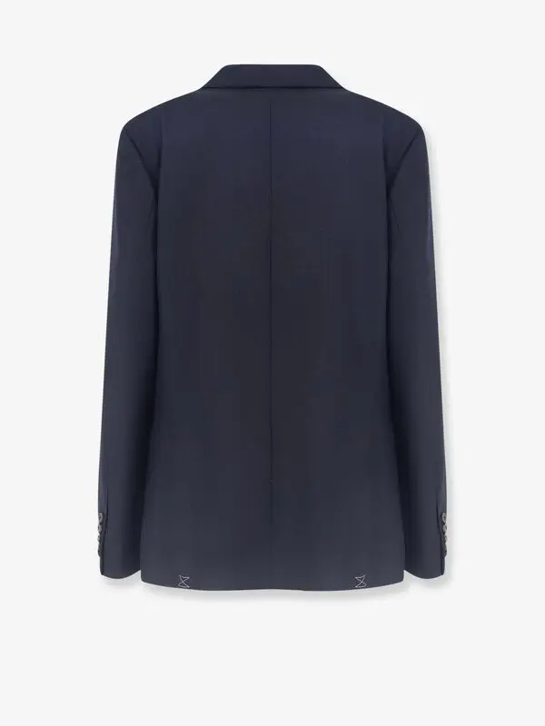 Dries Van Noten Barrysta Wool Blazer With Gold Embroidery - Blue