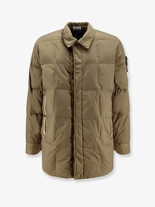 Stone Island Garment Dyed Crinkle Reps Ny Recycled Nylon Down Jacket With Side Logo Patch - Multicolor