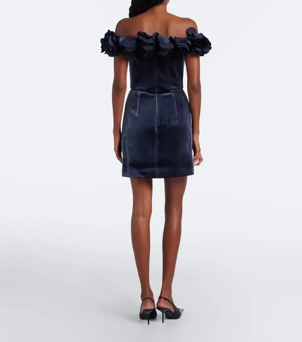 Rebecca Vallance Charles Floral-appliqué Velvet Minidress