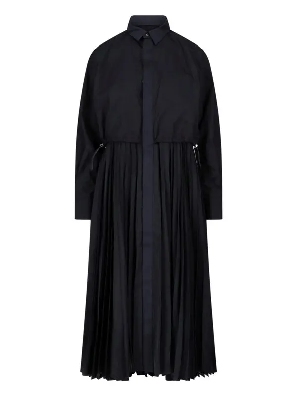 Sacai Midi Dress In Pleated Poplin