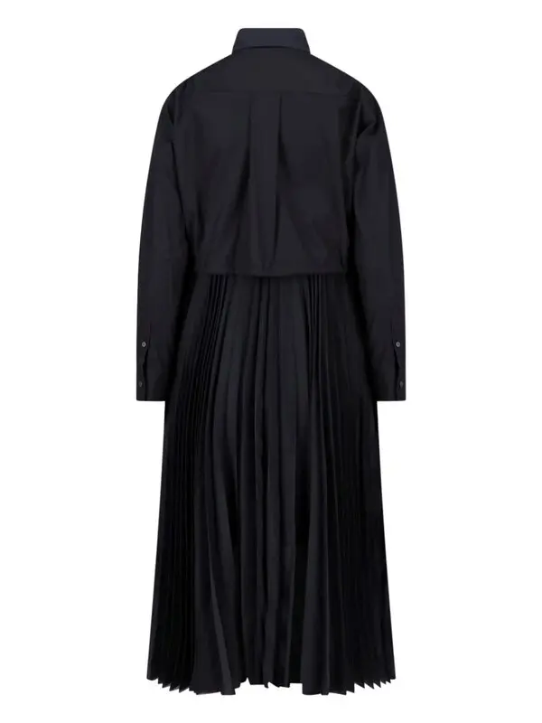 Sacai Midi Dress In Pleated Poplin