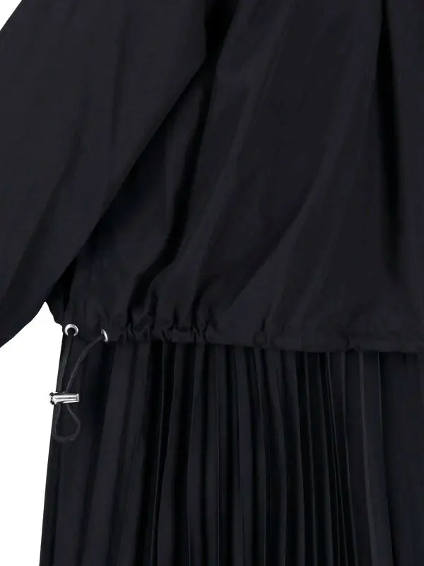 Sacai Midi Dress In Pleated Poplin