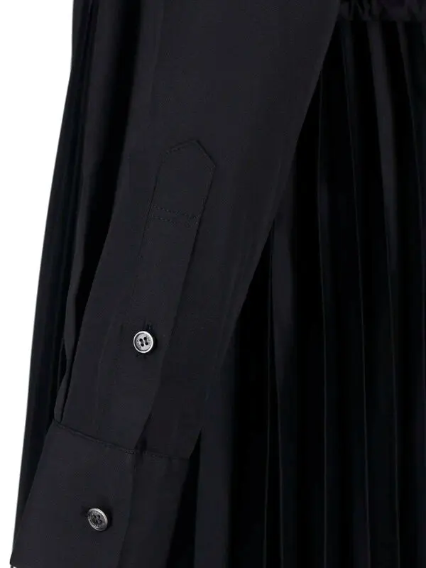 Sacai Midi Dress In Pleated Poplin