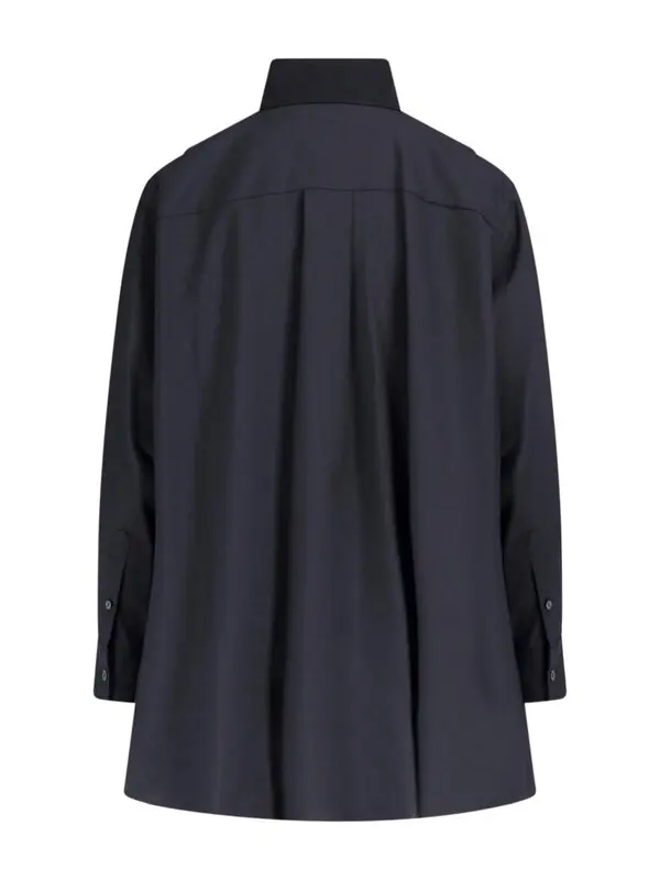 Sacai Maxi Shirt In Satin Crepe - Black