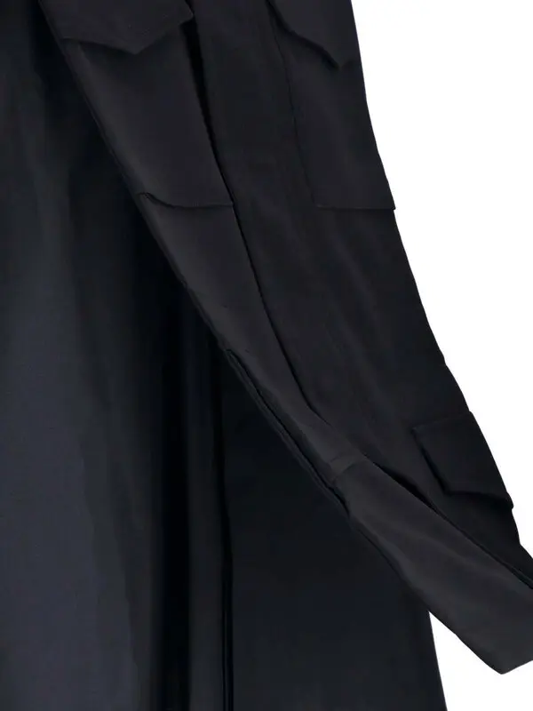 Sacai Maxi Shirt In Satin Crepe - Black
