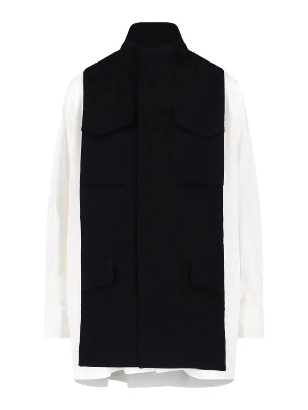 Sacai Maxi Shirt In Satin Crepe - White