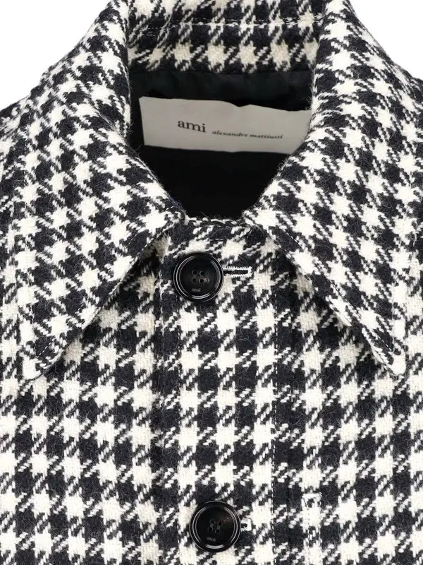 AMI Paris Virgin Wool Checked Jacket - Black