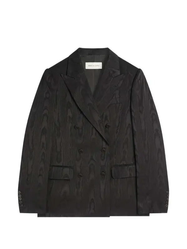 Dries Van Noten Moiré Double-breasted Blazer - Black