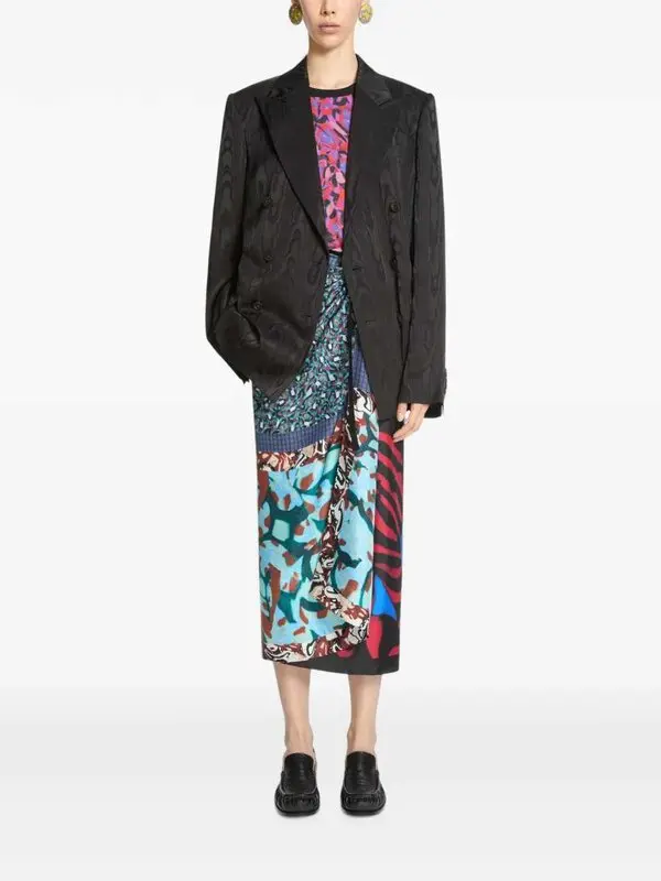Dries Van Noten Moiré Double-breasted Blazer - Black