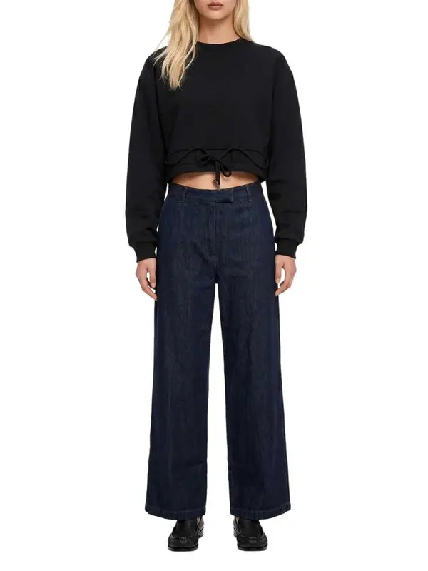 Dries Van Noten Drawstring Crew-neck Cropped Sweatshirt