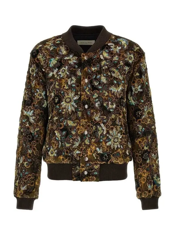 Dries Van Noten Valtor Embellished Bomber Jacket - Green