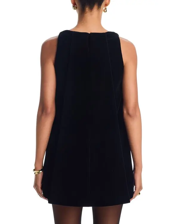 Brandon Maxwell Sable Boat Neck Mini Dress