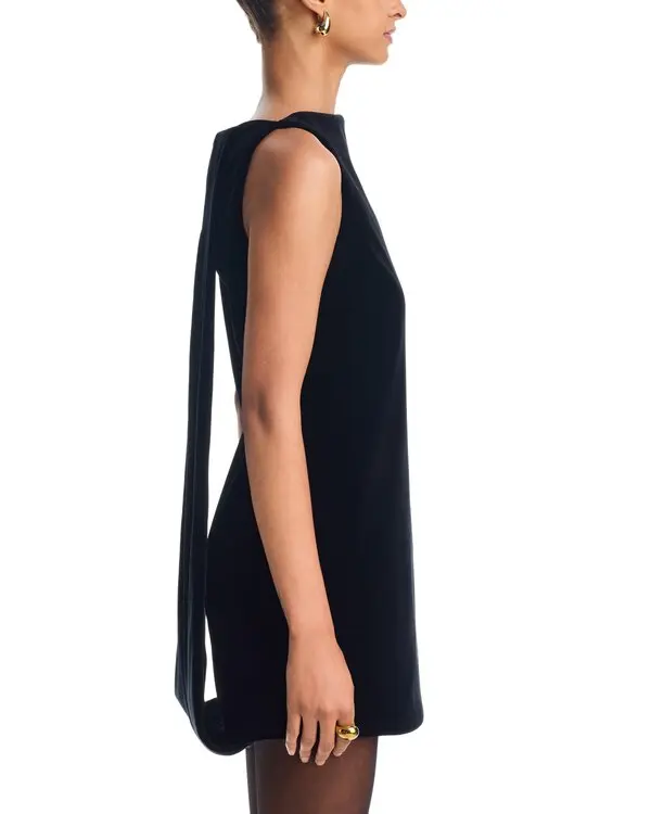 Brandon Maxwell Sable Boat Neck Mini Dress
